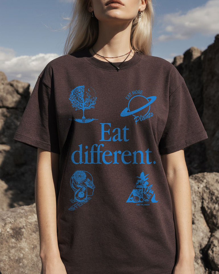 Eat Different - White T-Shirt – Plant Faced Clothing